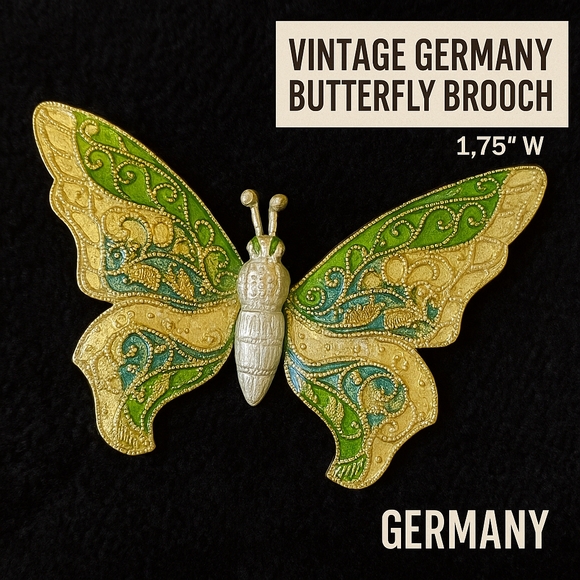 Western Germany | Jewelry | Vintage Germany Butterfly Brooch Enamel ...